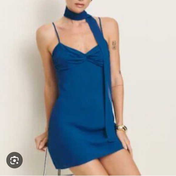 Reformation | Dresses | Reformation Iryna Pacific Ocean Blue Mini Dress ...